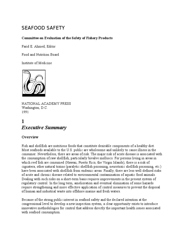 Seafood Safety: Executive Summary | PDF | Seafood | Foodborne Illness