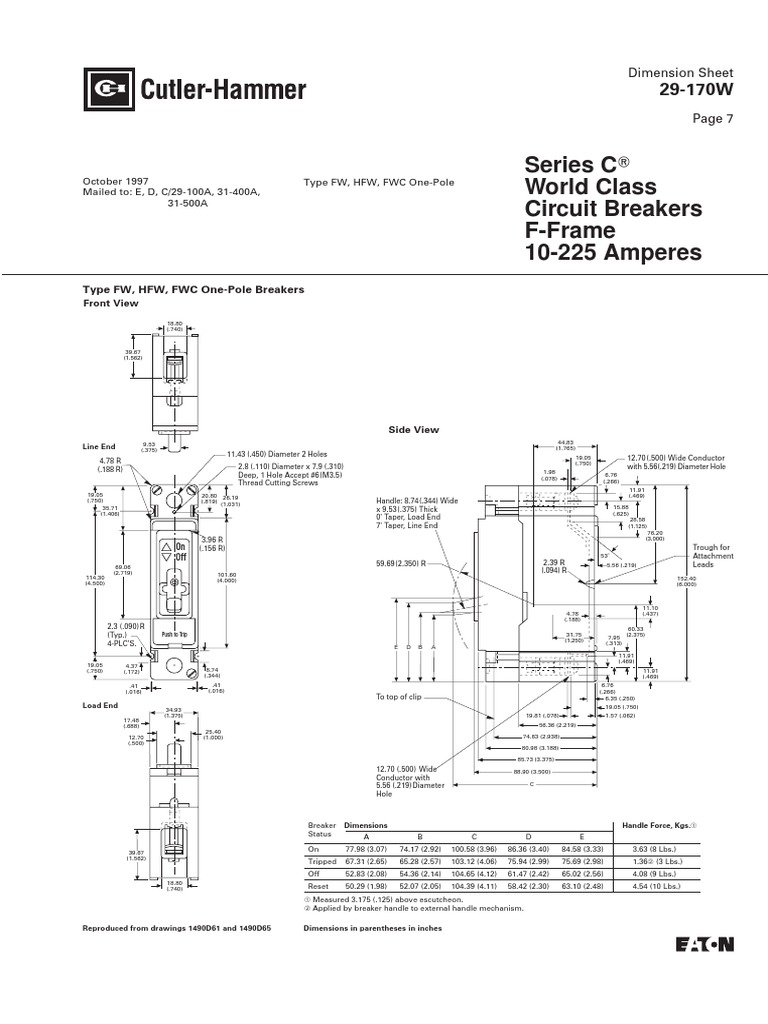 Series C World Class Circuit Breakers F-Frame 10-225 Amperes | Download ...
