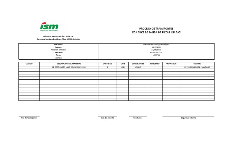 Formato Conduces de Salida LAND CRUISER PDF | PDF