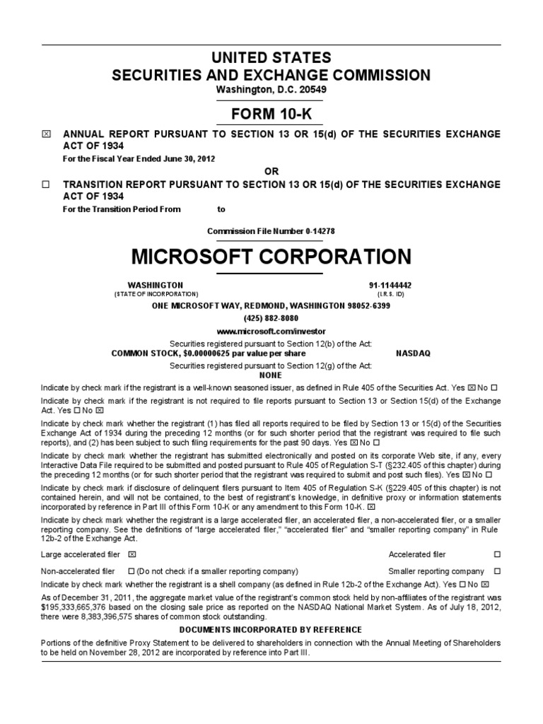 Microsoft 10 K | PDF | Xbox | Cloud Computing