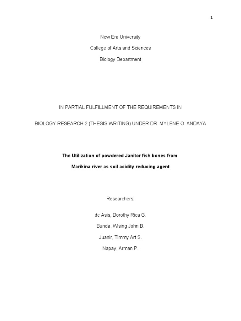 The Utilization of Powdered Janitor Fish Bones From Marikina River As ...
