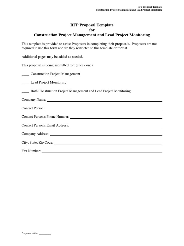RFP Proposal Template For Construction Project Management and Lead ...