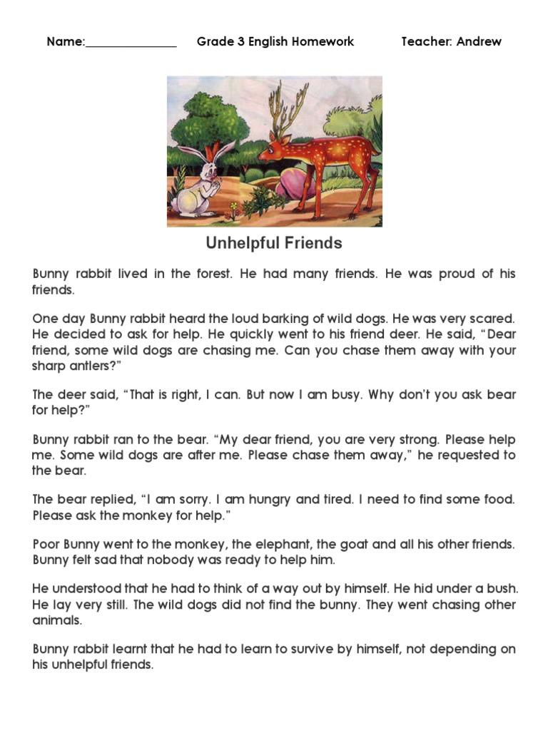 Unhelpful Friends G3 Eng HW 3-4 April 2020