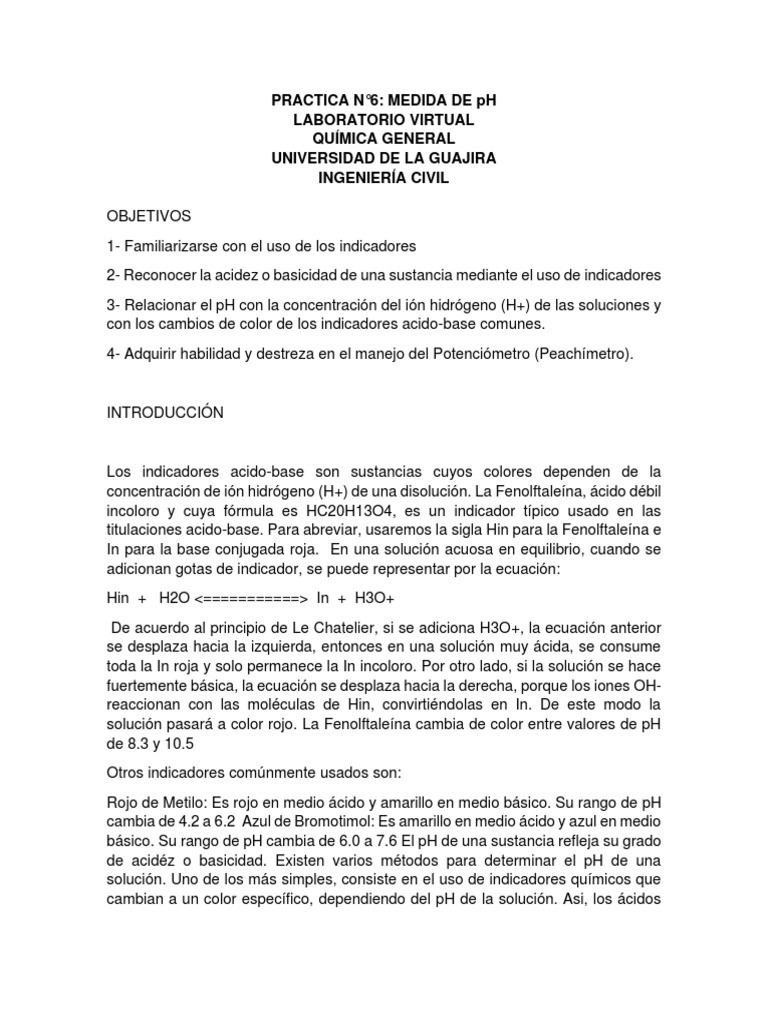 Measuring pH: An Experiment Using Common Acid-Base Indicators and a pH ...