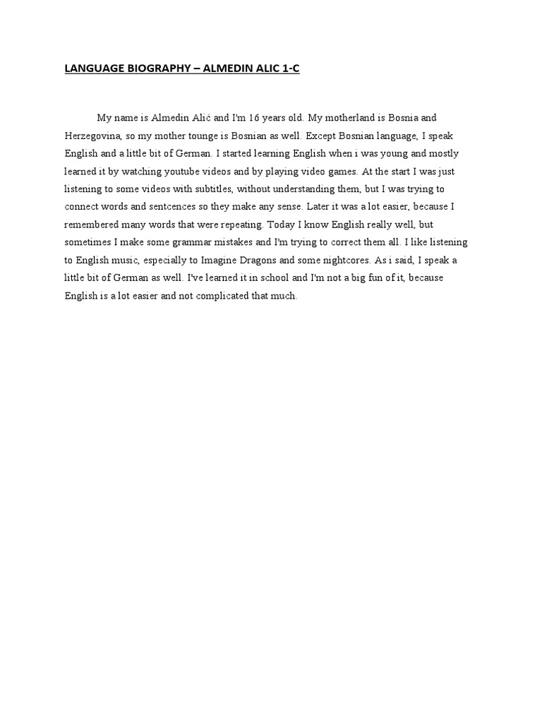 Language Biography | PDF