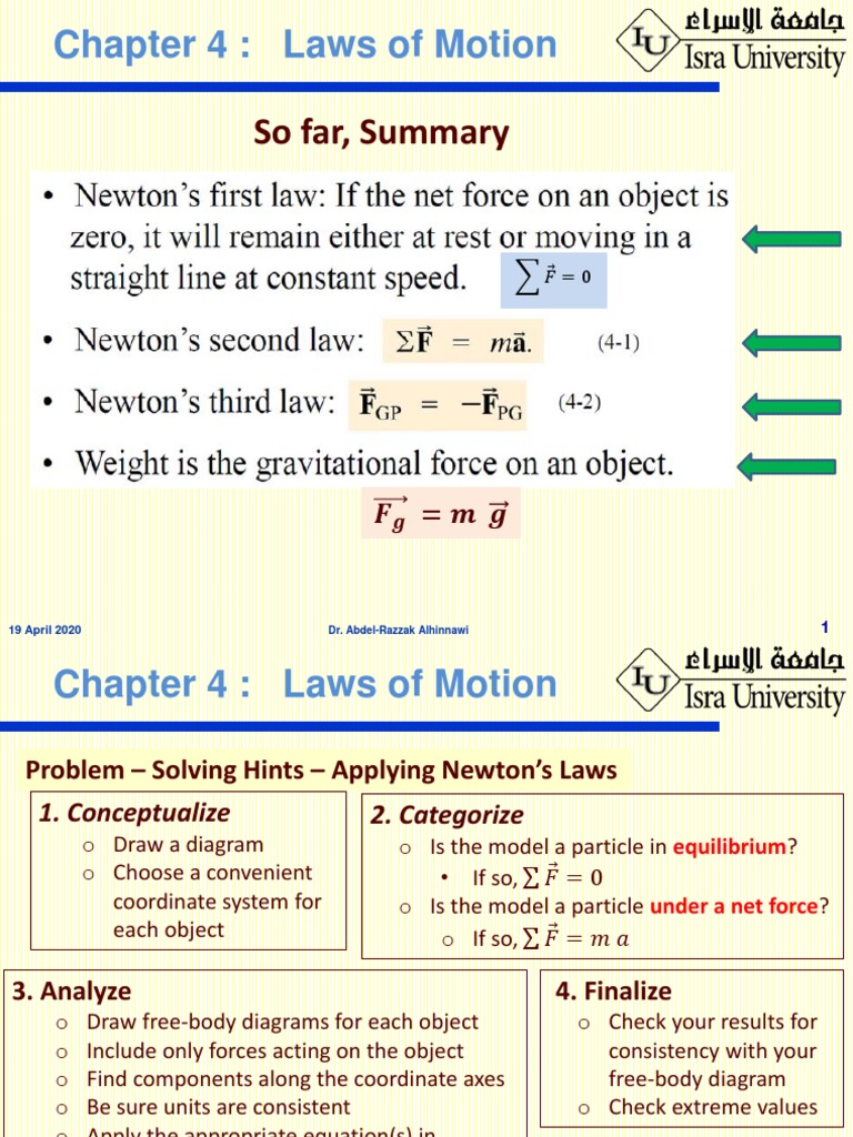 Chapter 4 Laws of Motion Lecture 4 PDF | Download Free PDF | Force ...