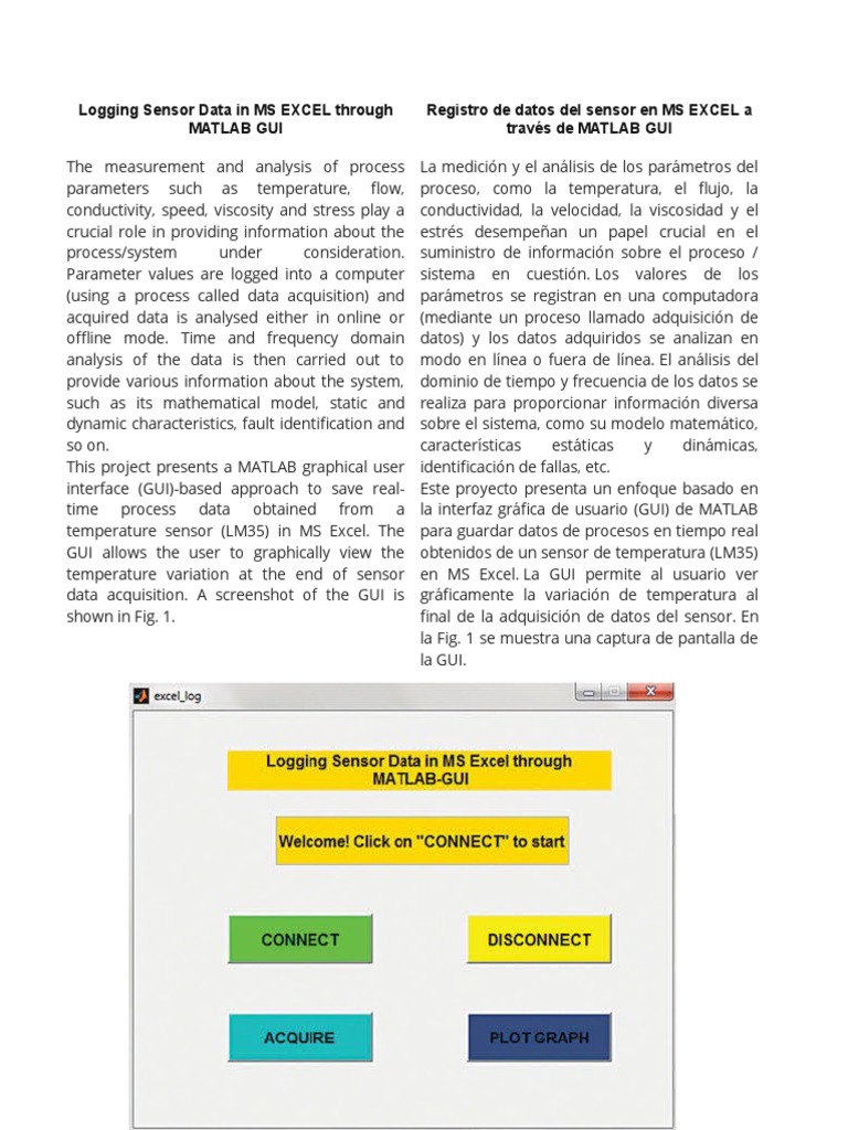 Logging Sensor Data in MS EXCEL Through MATLAB GUI | PDF | Arduino ...