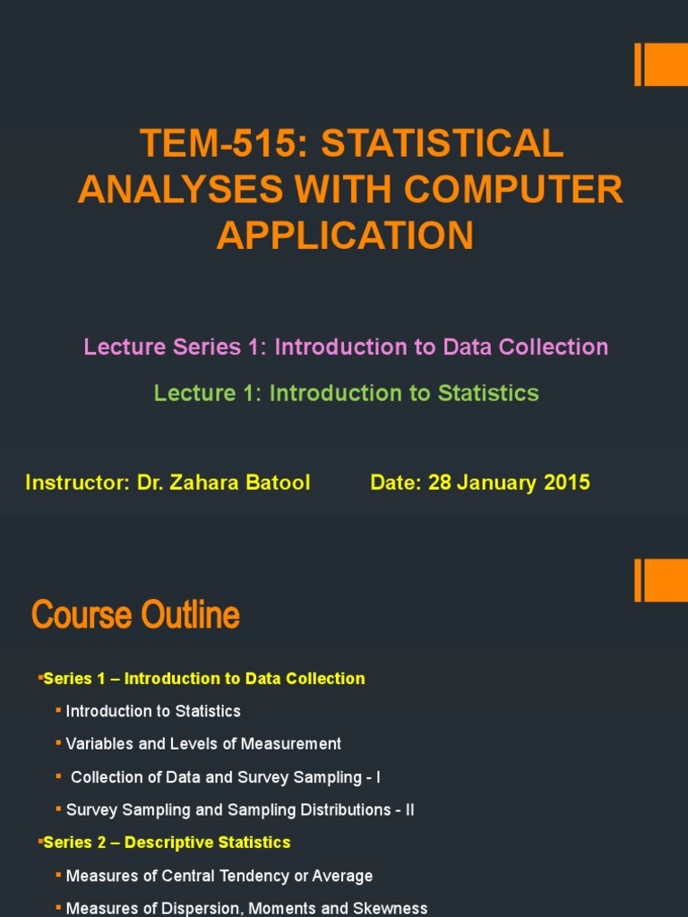 Intro to Statistical Analysis Methods | PDF | Correlation And Dependence | Statistics