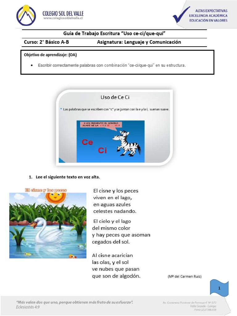 Uso de ce-ci y que-qui en 2° básico | PDF