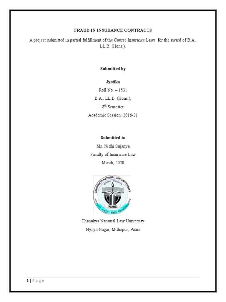 Fraud in Insurance Contract Insurance | PDF | Insurance | Fraud