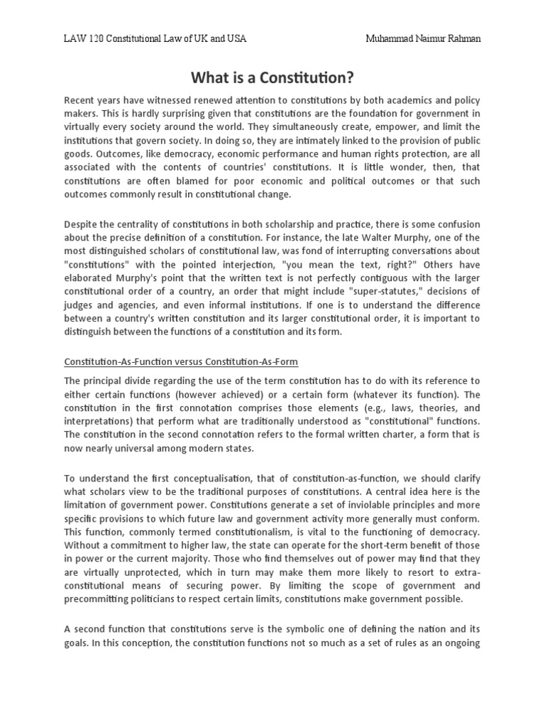 What Is A Constitution ? | PDF | Constitution | Institution
