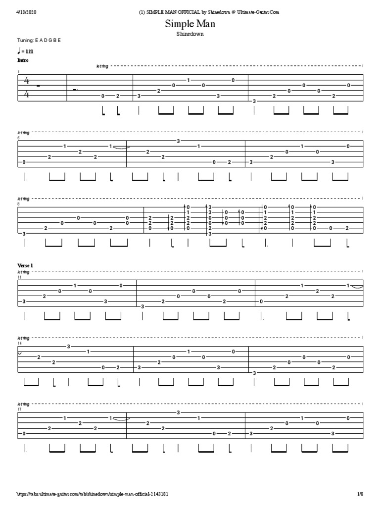 Guitar Chords For Simple Man