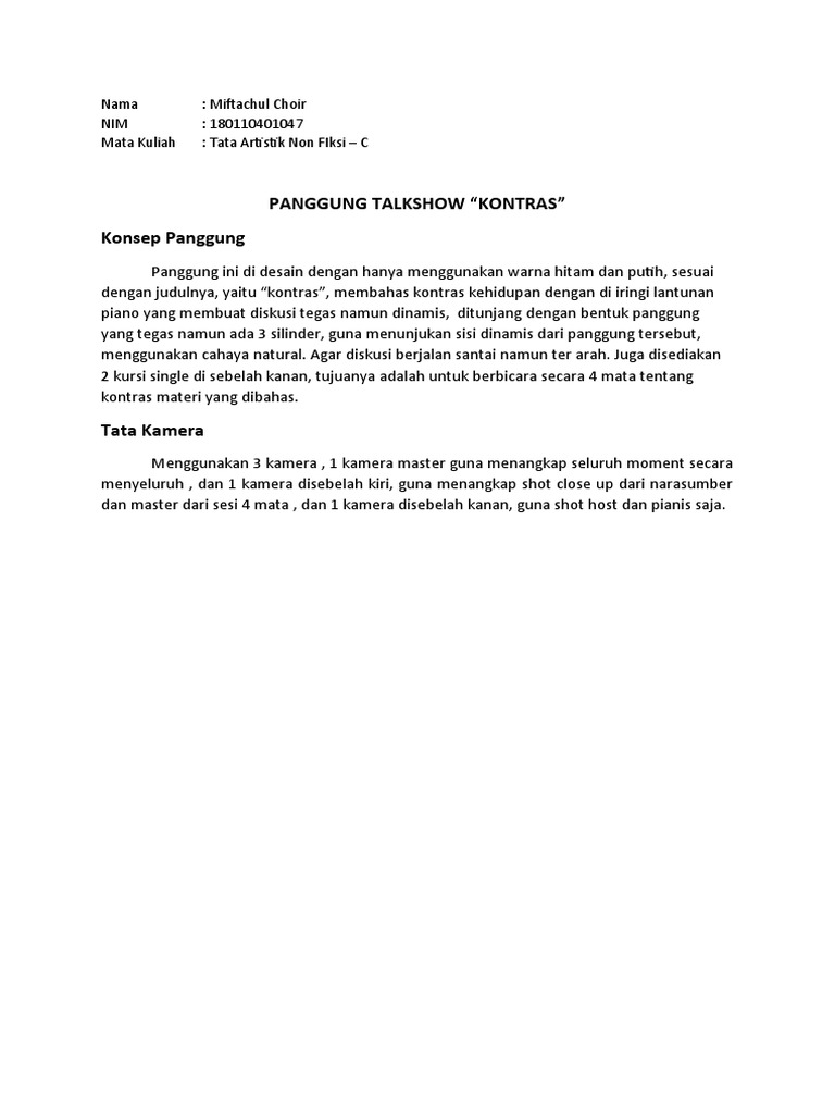 Konsep Panggung Talkshow | PDF