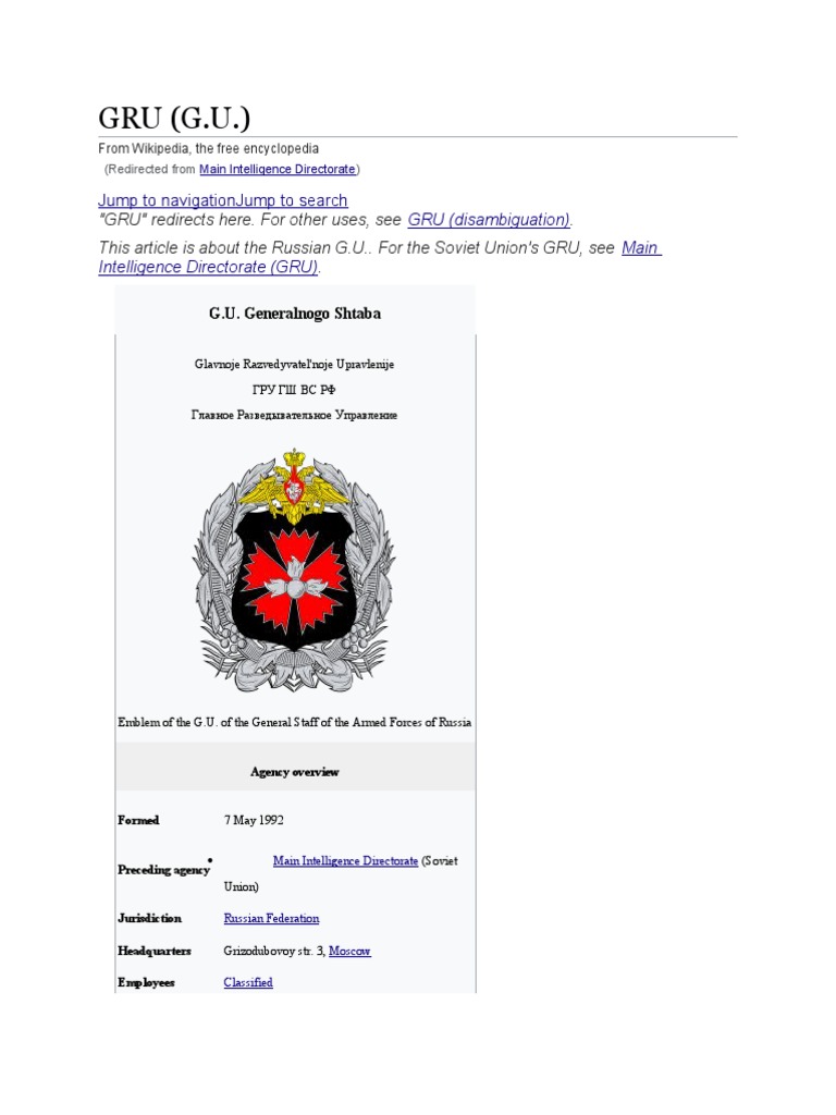 GRU (G.U.) : Jump To Navigation Jump To Search | PDF | Intelligence ...