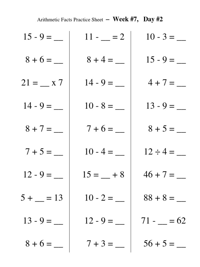 Practicing Basic Arithmetic Skills Through Repeated Drills | PDF
