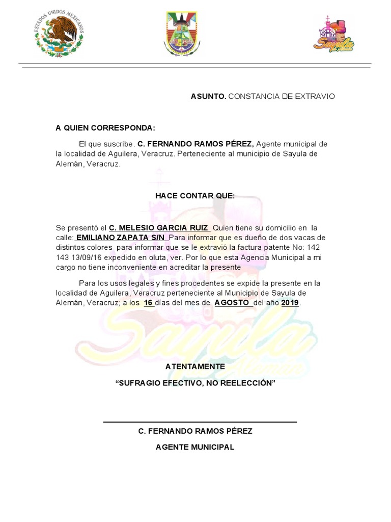 Constancia de Extravio | PDF