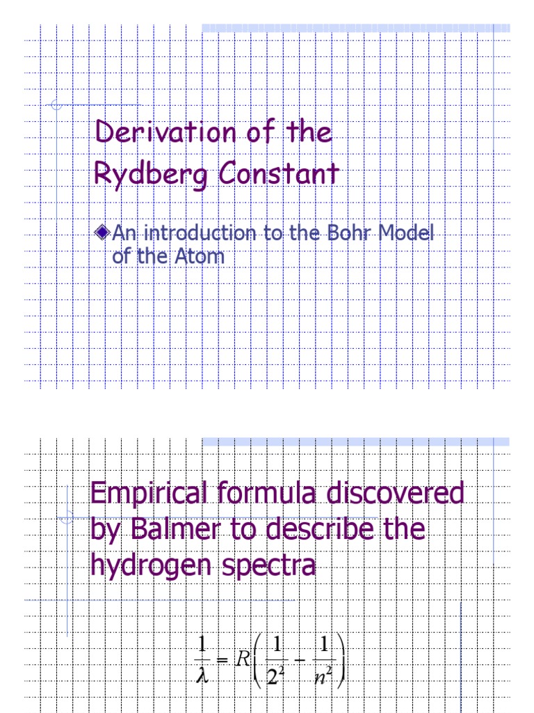 Rydberg Constant Derivation Explained | PDF | Physical Chemistry ...