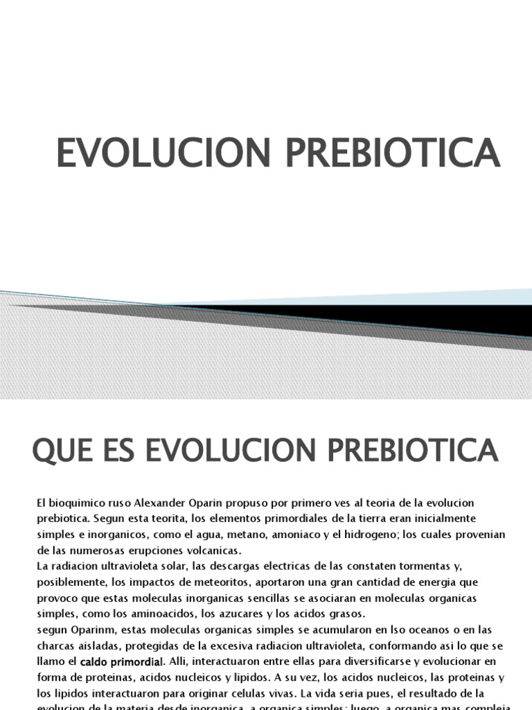 EVOLUCIONPREBIOTICA | PDF | Evolución | Ciencias de la vida