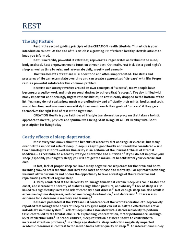 02 Rest | PDF | Relaxation (Psychology) | Sleep