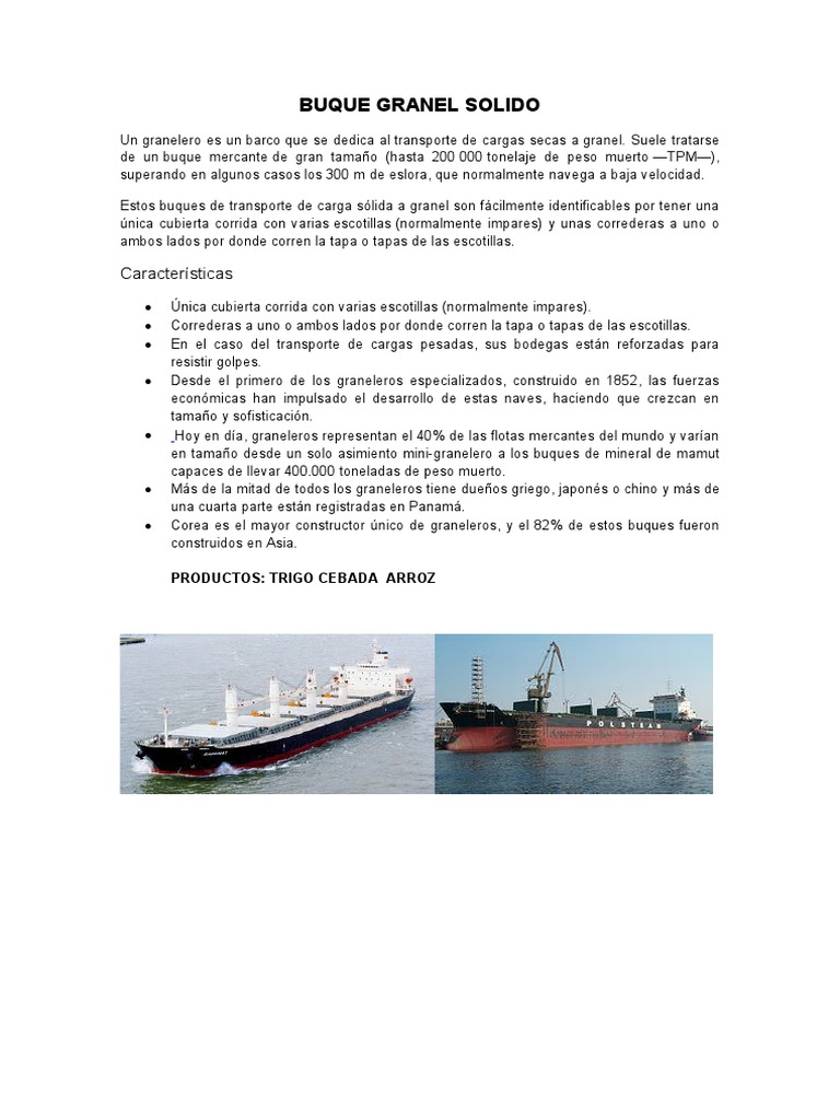 Tipos de Buques de Carga y sus Usos | PDF | Gas natural licuado | Buques