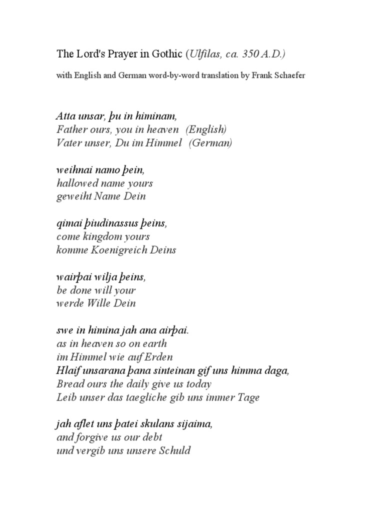 Gothic Lord's Prayer Translation Guide | PDF | Religion & Spirituality