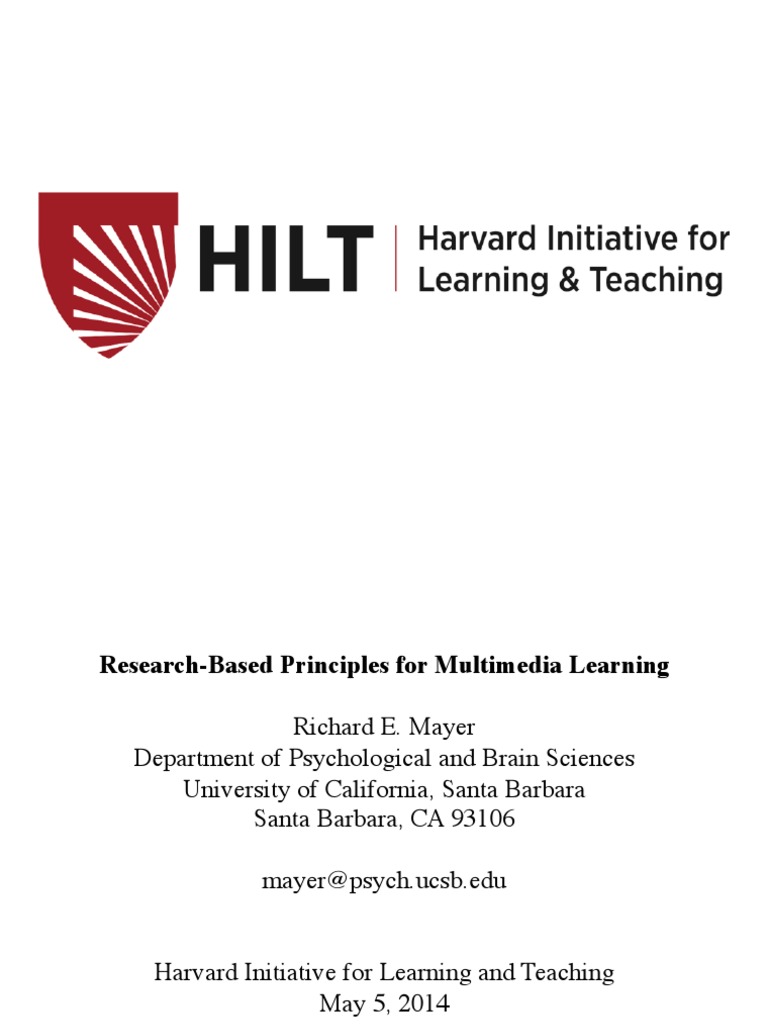 Research Based Principles For Multimedia Learning Pdf Pdf Memory