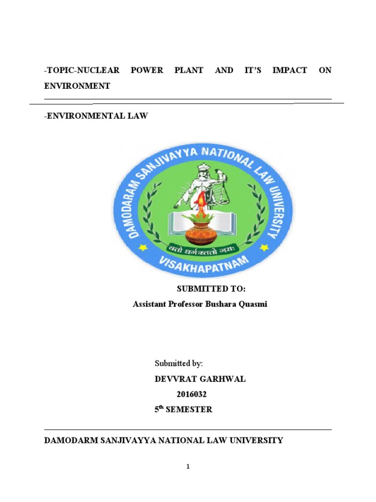 Assessing the Environmental Impact of Nuclear Power: A Case Study ...