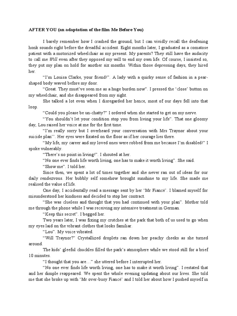 AFTER YOU (An Adaptation of The Film Me Before You) | PDF