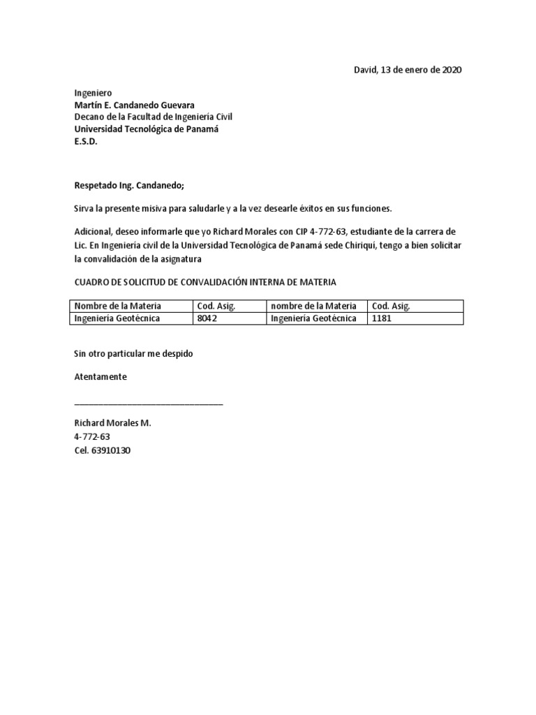 Carta Convalidacion PDF | PDF