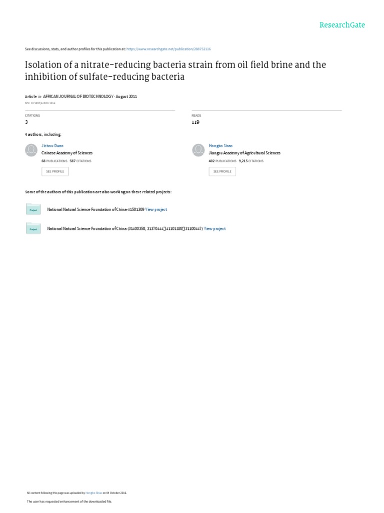 Isolation of A Nitrate-Reducing Bacteria Strain FR | PDF | Chemical ...