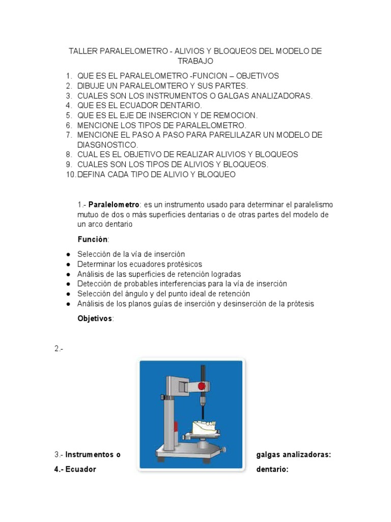 Partes y Funciones del Paralelómetro | PDF