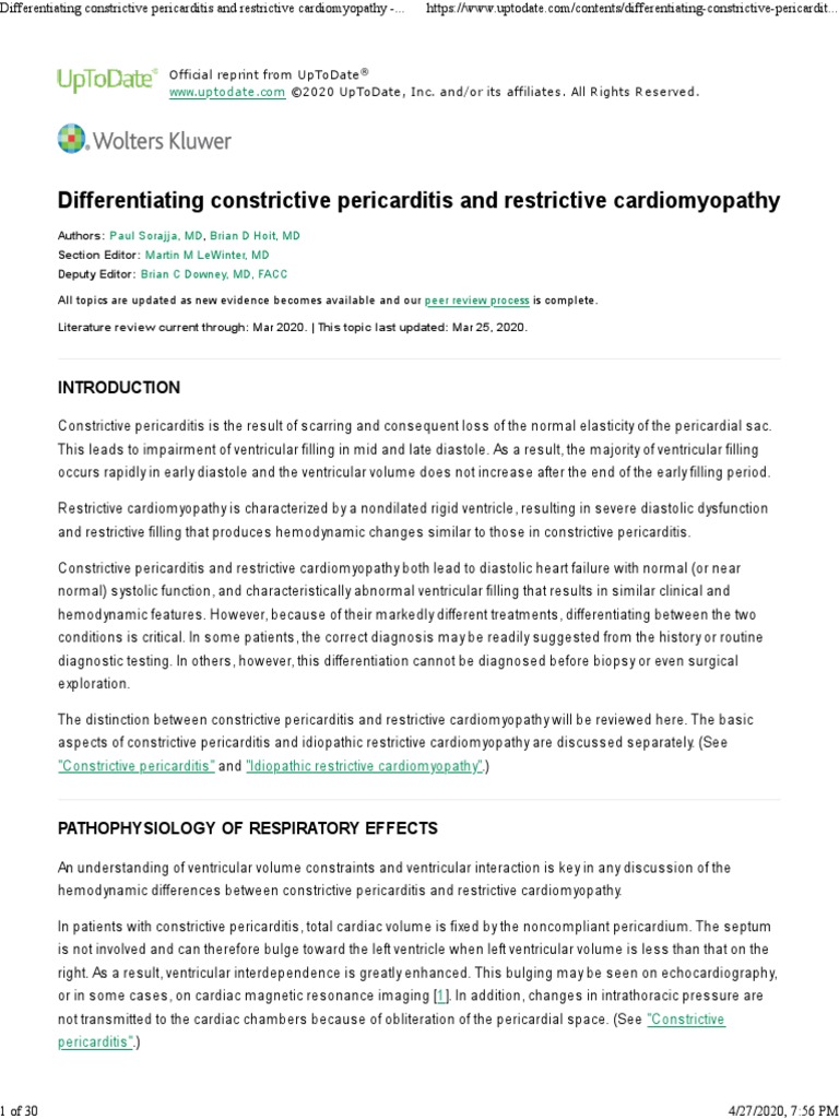 Differentiating Constrictive Pericarditis and Restrictive ...