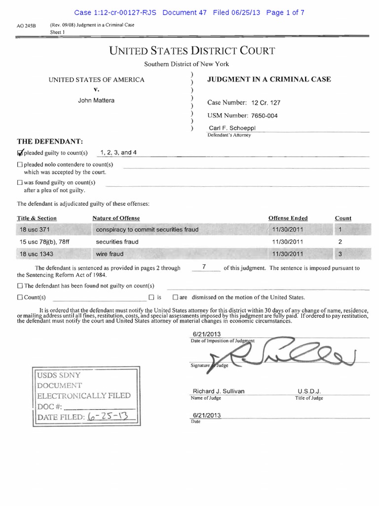 United States District Court: Judgment in A Criminal Case | Download ...