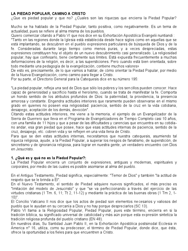 La Piedad Popular y su Significado | PDF | Comportamiento cristiano y ...