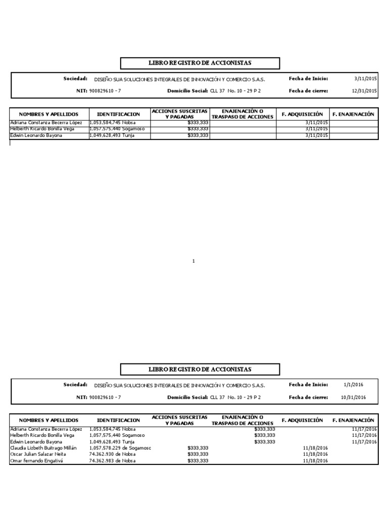Libro Registro de Socios Excel | PDF Libro Registro de Socios Excel | PDF