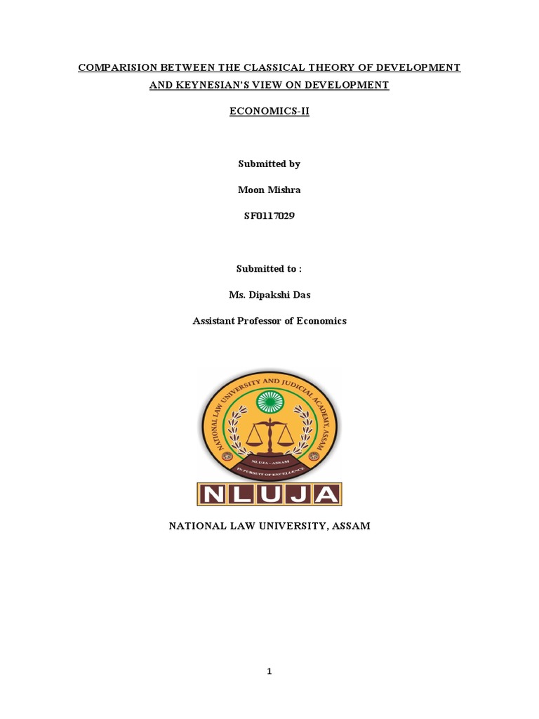 Comparision Between The Classical Theory of Development and Keynesian'S ...