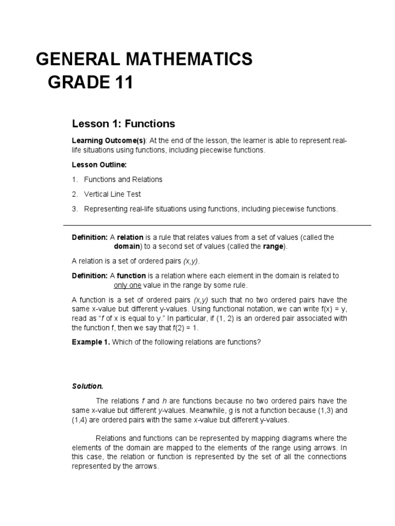 Grade 11 Functions | PDF | Fraction (Mathematics) | Function (Mathematics)