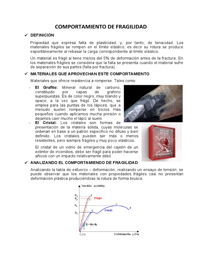 Definición y Comportamiento de Fragilidad | PDF | Mecánica de fractura ...