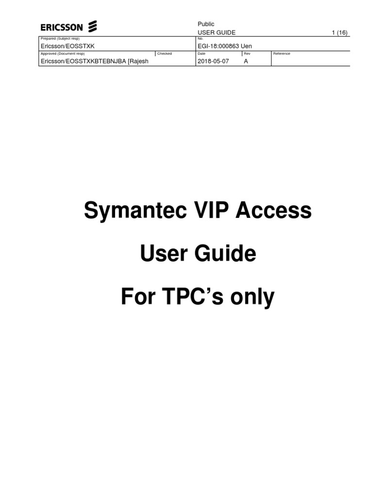 Symantec VIP Project - TPC Soft Token - Strong Authentication User ...