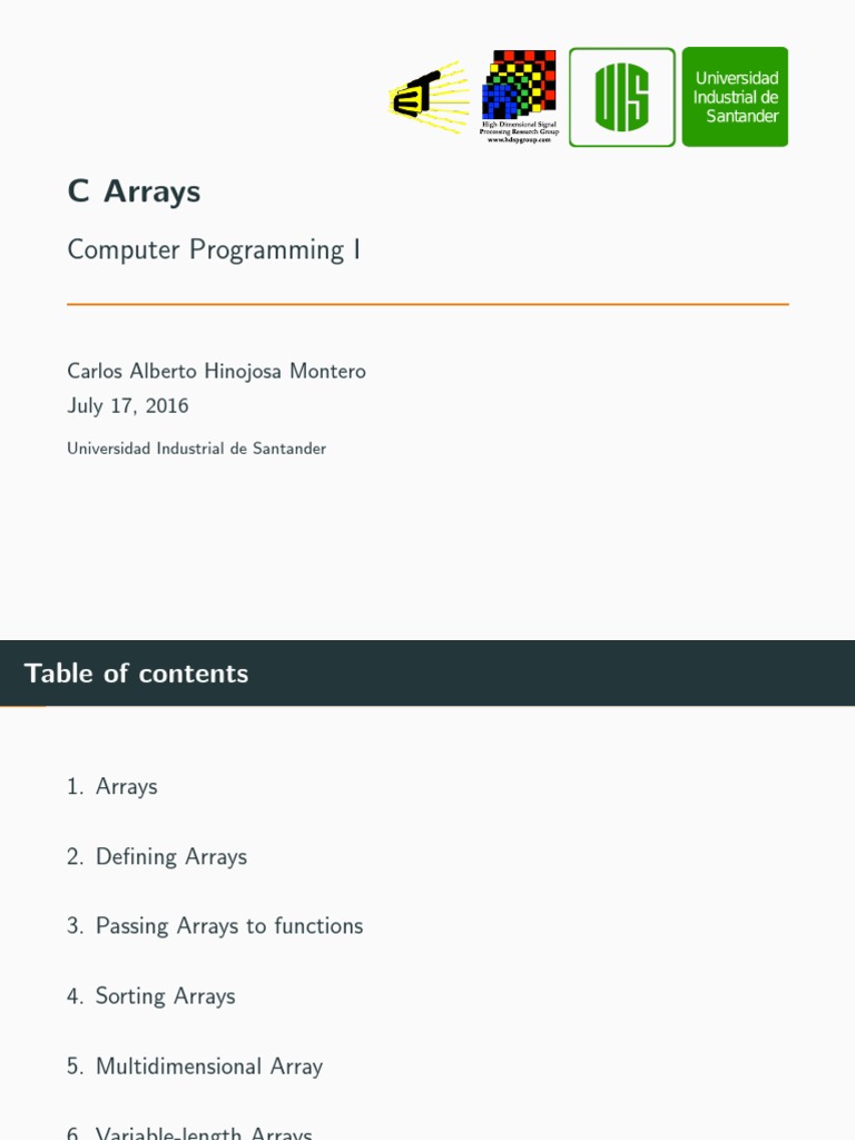 Arrays Pdf Pdf Array Data Structure Subroutine