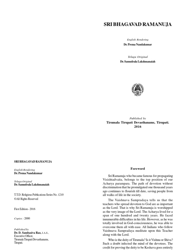 Sri Bhagavad Ramanuja Final PDF | PDF | Vaishnavism | Monotheistic Religions