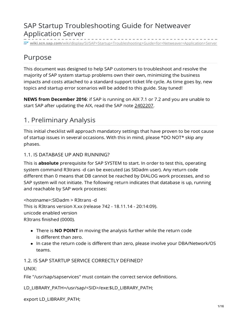 Sap Startup Troubleshooting Guide For Netweaver Application Server Pdf Parameter Computer