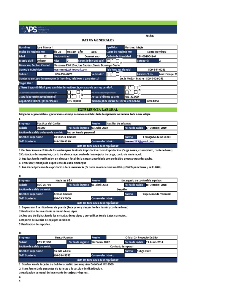 Formulario APS V1 | PDF | Business | Science
