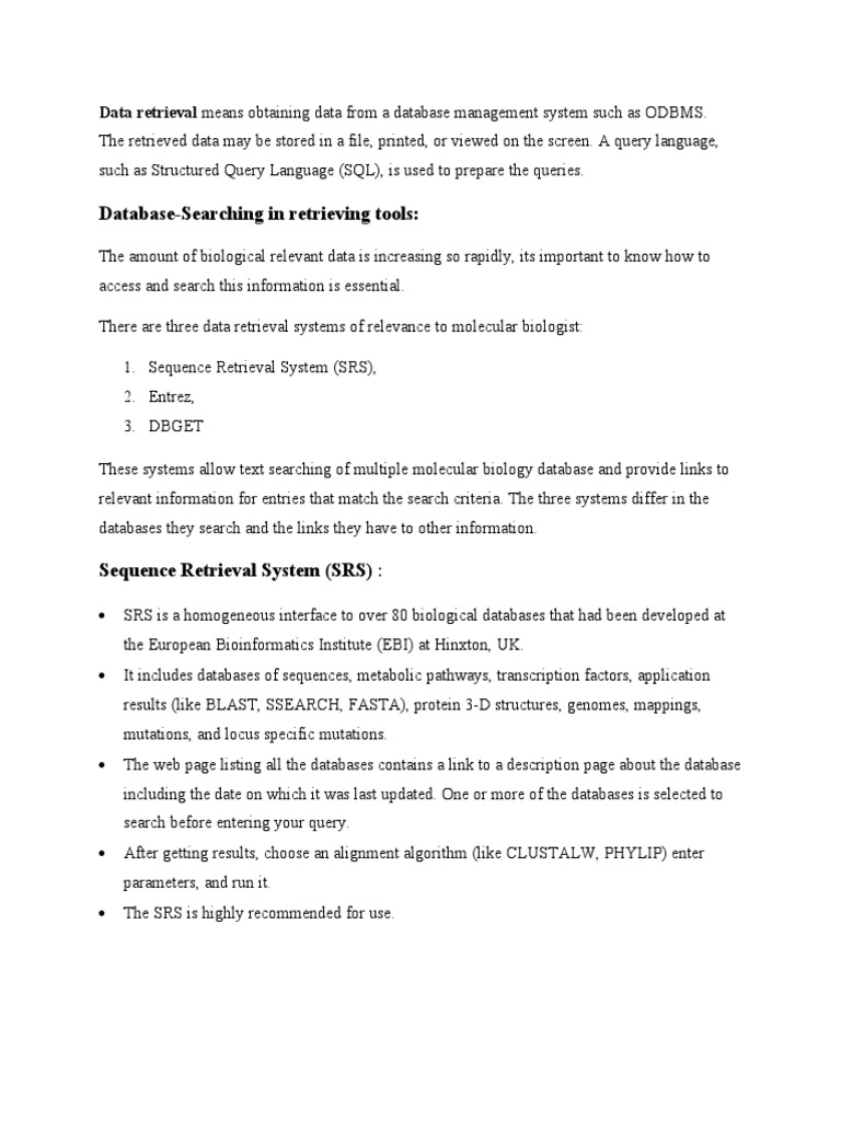 Data Retrieval | PDF | Sequence Alignment | Open Reading Frame