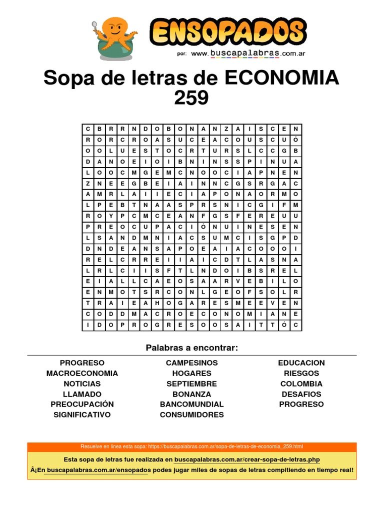 Sopa de Letras de Economia - 259 | PDF | Ocio