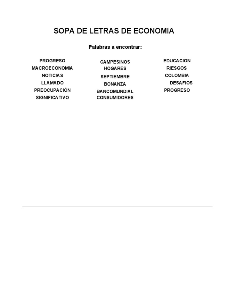 Sopa de Letras de Economia | PDF