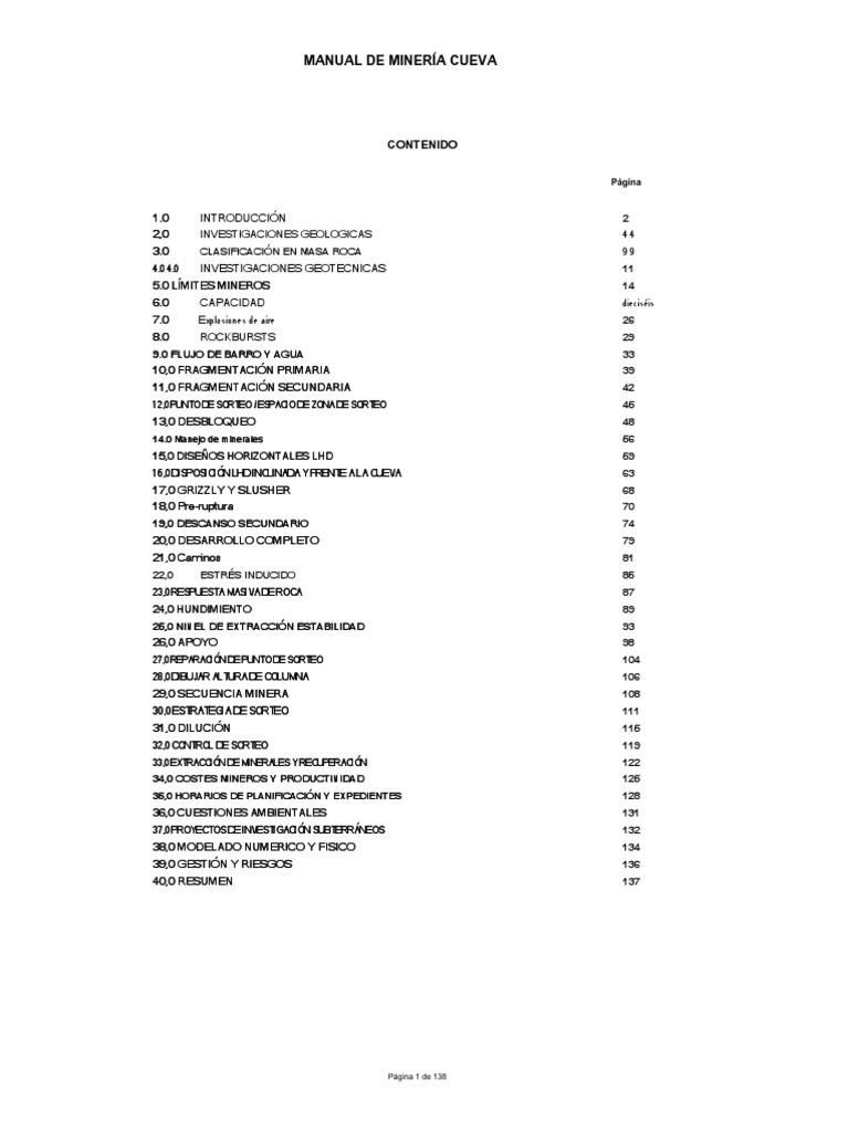 Cave Mining Handbook de Beers Version - En.es | PDF | Minería | Minerales