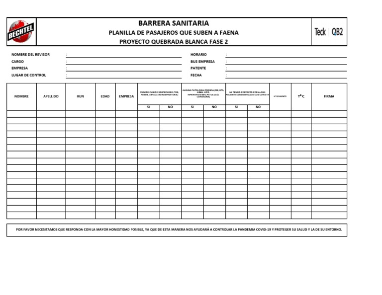 Planilla Pasajeros | PDF