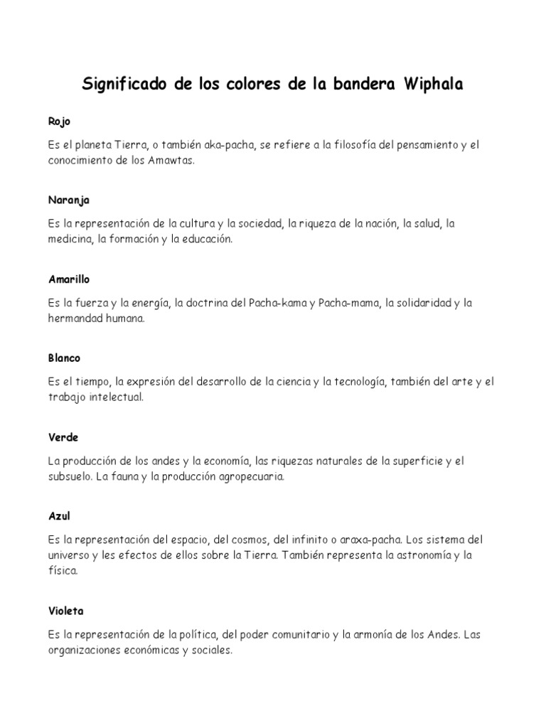 Significado de Los Colores de La Bandera Wiphala | PDF