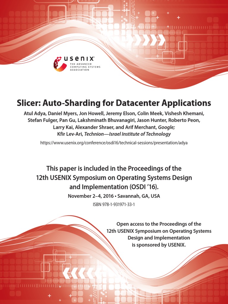Slicer: Auto-Sharding For Datacenter Applications | PDF | Load ...